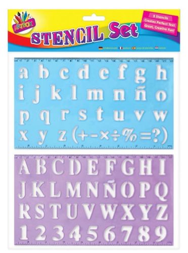2 x Large Lettering Stencil Set Upper Lower Case Alphabet Number Stenc ...